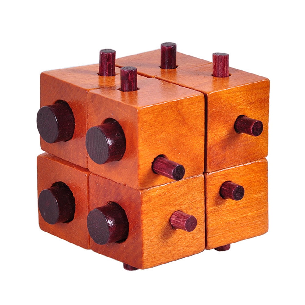 Wooden Cube Kong Ming Luban Lock Adults Kids Brain Teaser Puzzle ...