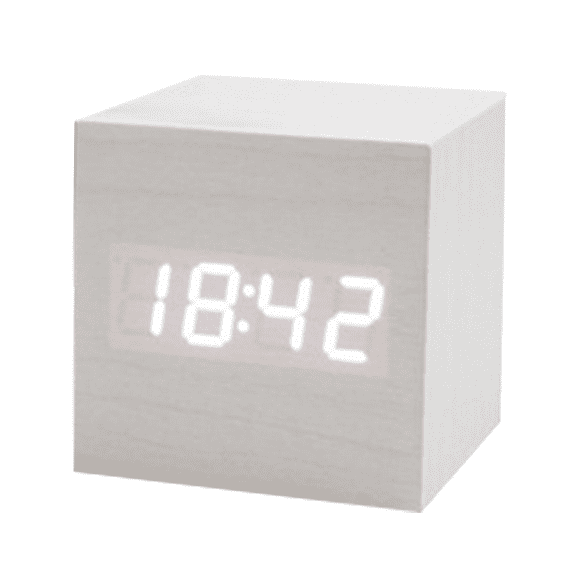 Wooden Cube Mini Digital Alarm Clock with Dual Alarm & LED Display ...