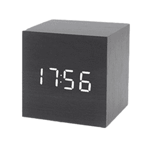 Naierhg Modern Wooden Cube Digital LED Thermometer Timer Calendar Desk ...