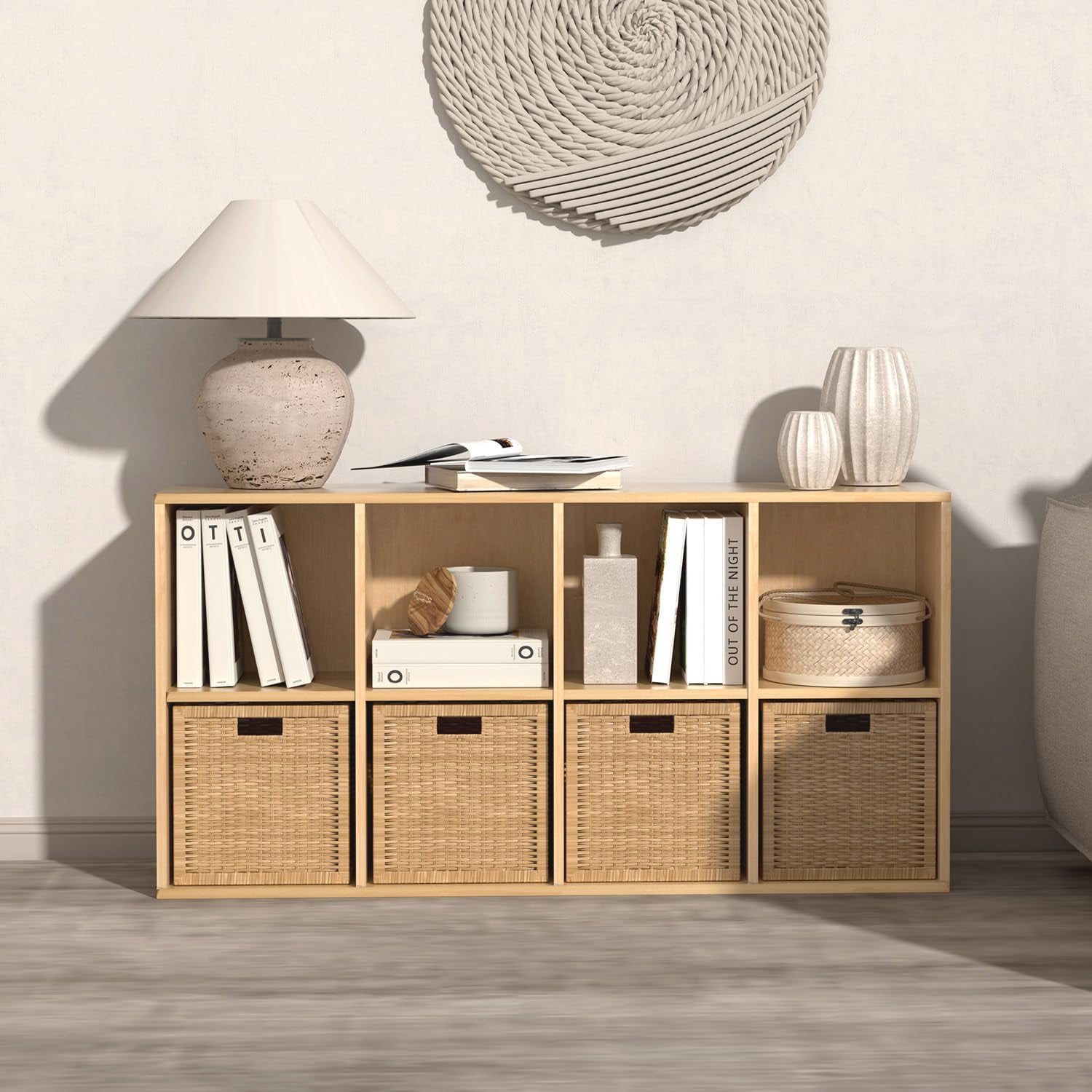 Wooden Cube Storage Organizer with Closed Back Panel,8 Cube Shelf Heavy ...