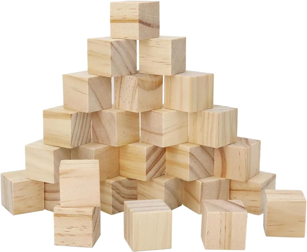Wooden Cubes,1 Inch Unfinished Wood Blocks for Wood Crafts,Wood Square ...