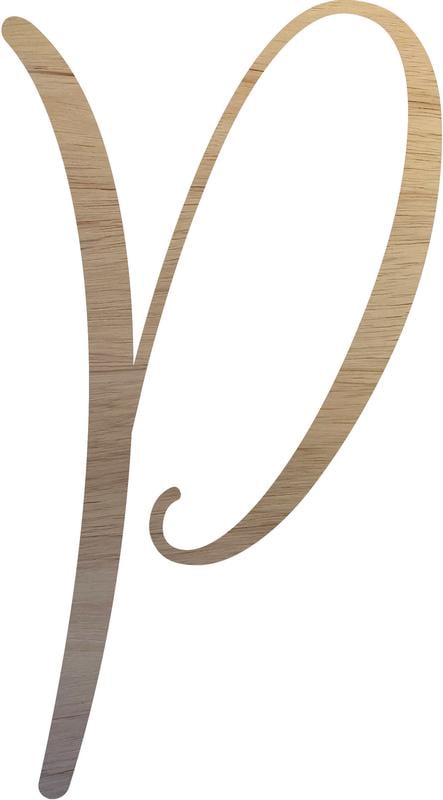 Wooden Cursive Letter, Unfinished 4'' Tall Craft Letter P, Rebeca DIY ...