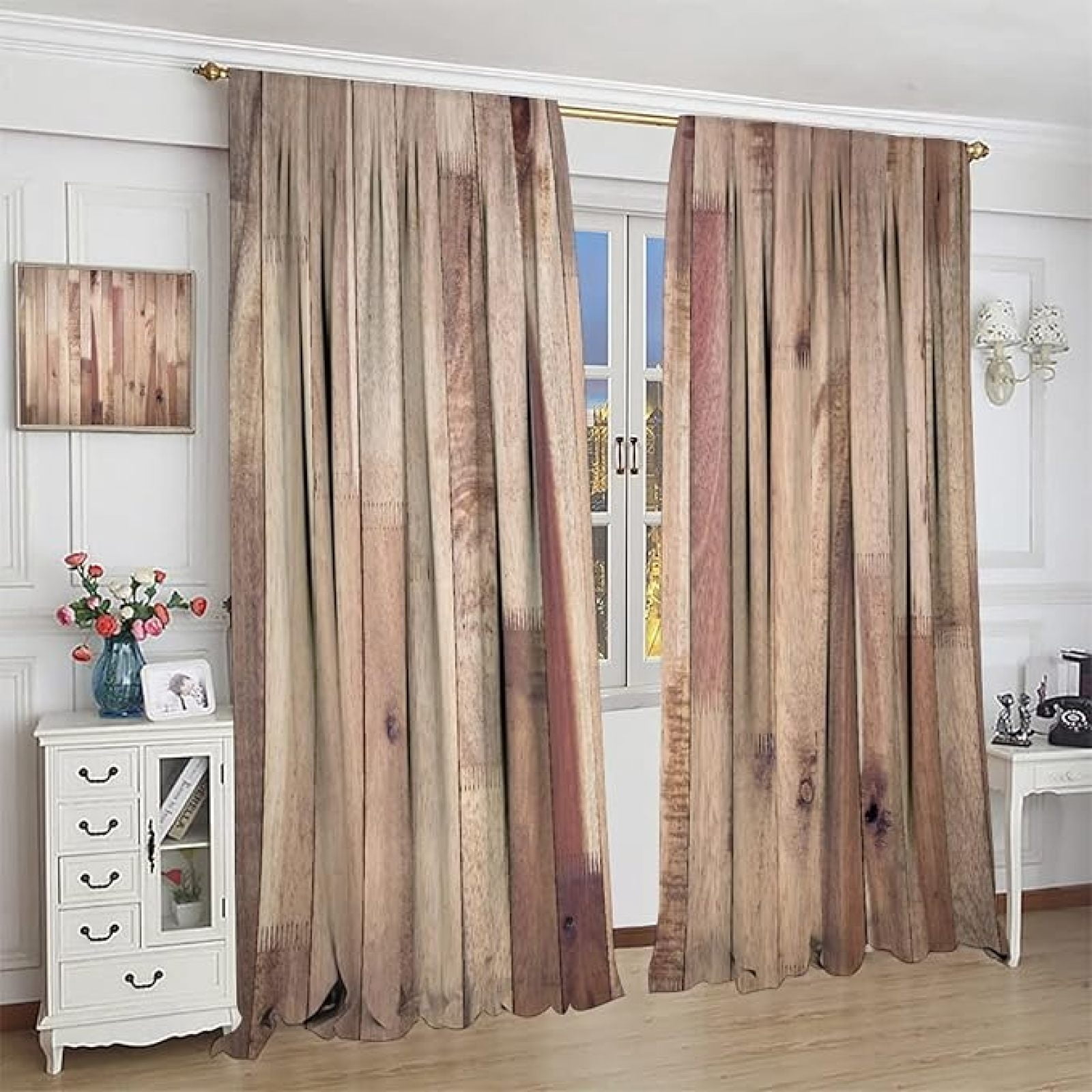 Wooden Curtain,Farmhouse Rustic Country Old Brown Wood Plank Room ...
