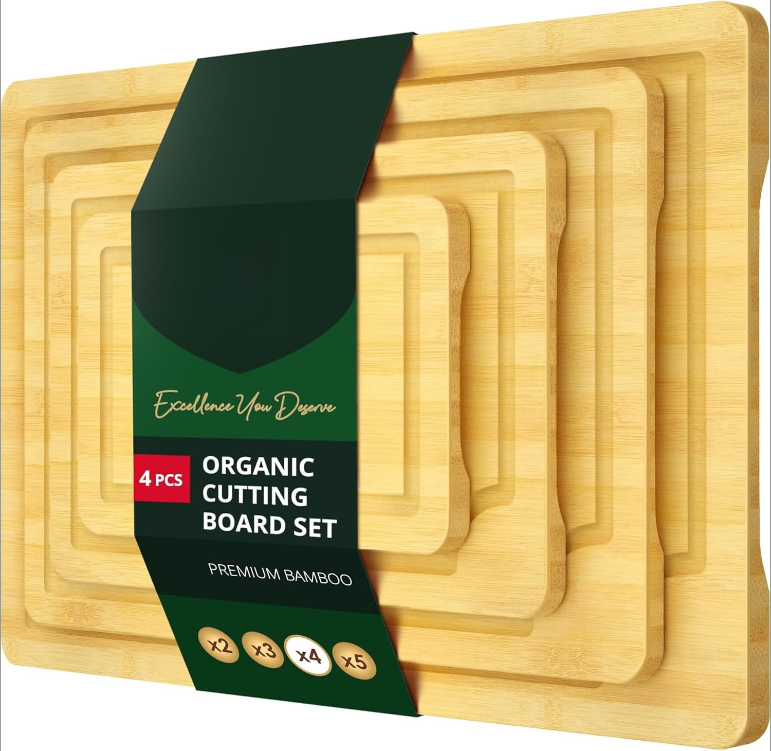 Wooden Cutting Boards for Kitchen Meal Prep & Serving - Bamboo Wood Cutting Board Set ...