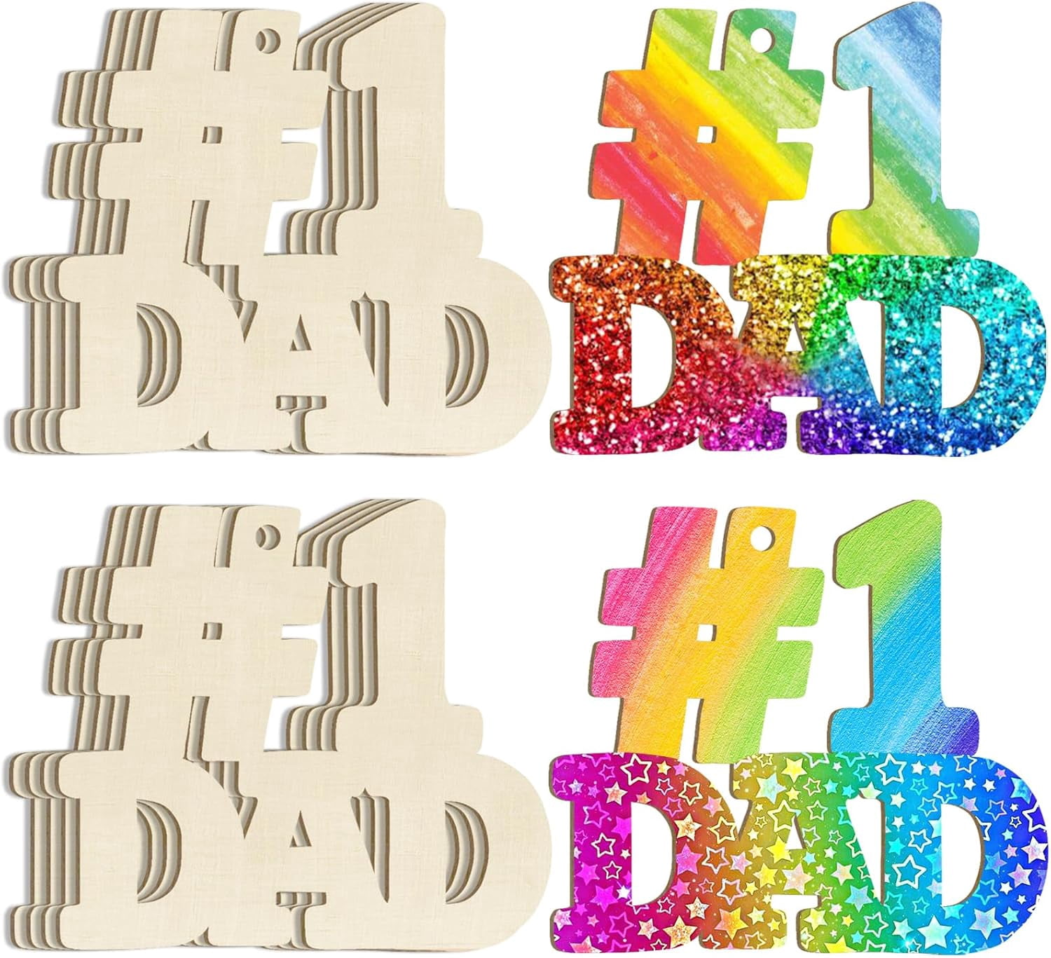Wooden DAD Letter Ornaments to Paint 7 Inch, Large Size Father's Day ...