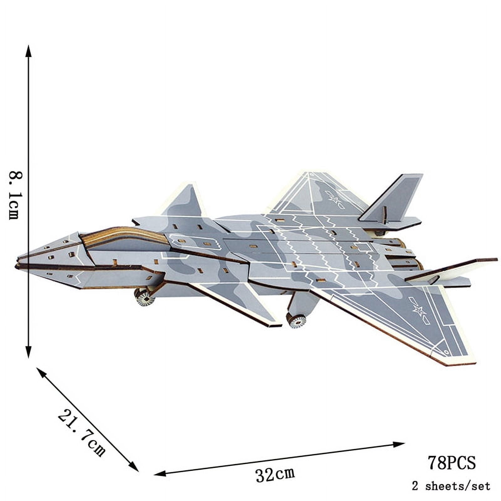 Wooden DIY Jigsaw 3D Puzzle Handmade Assemble Painting Airplane Plane ...