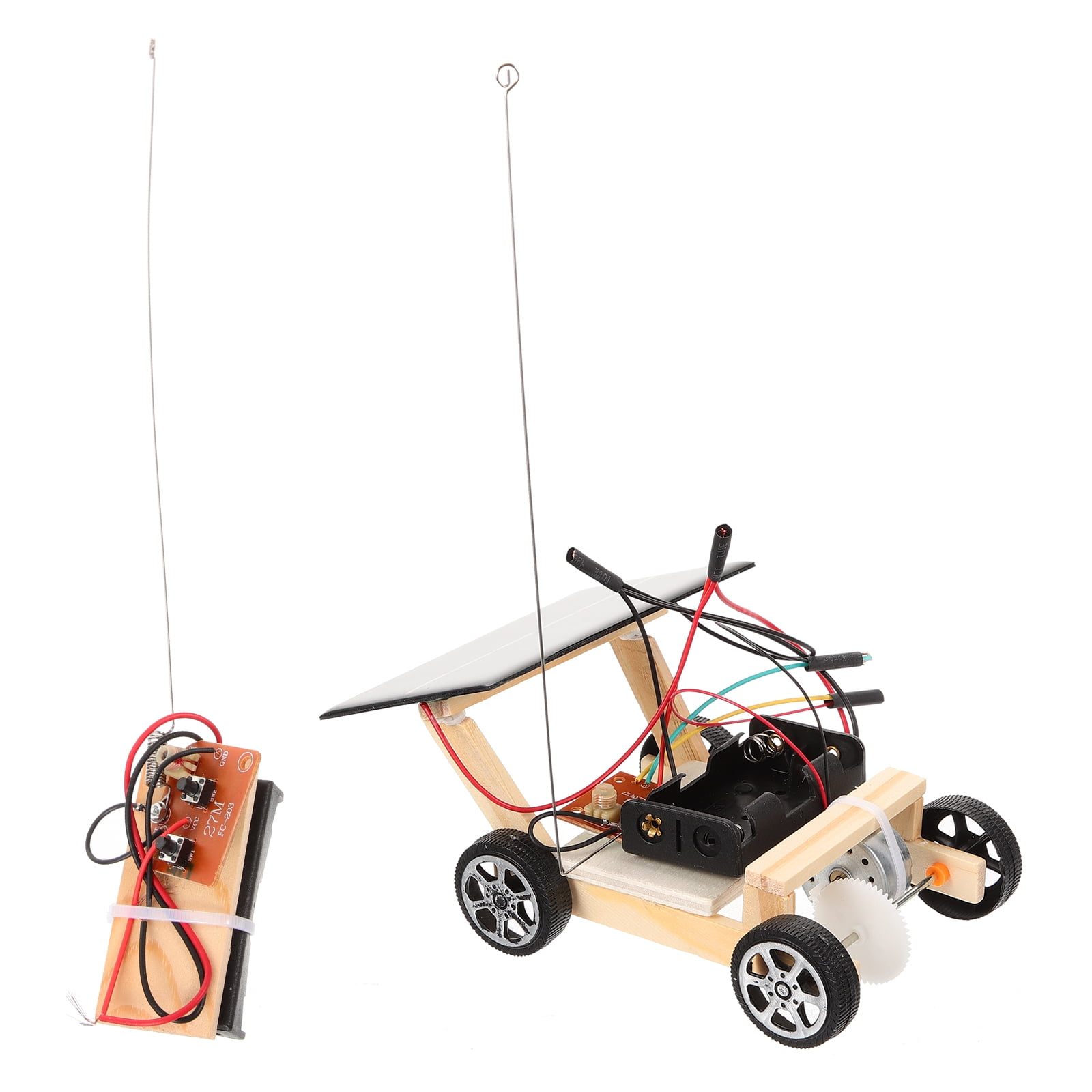 Wooden DIY Solar Powered RC Car Puzzle Assembly Science Vehicle Toys ...