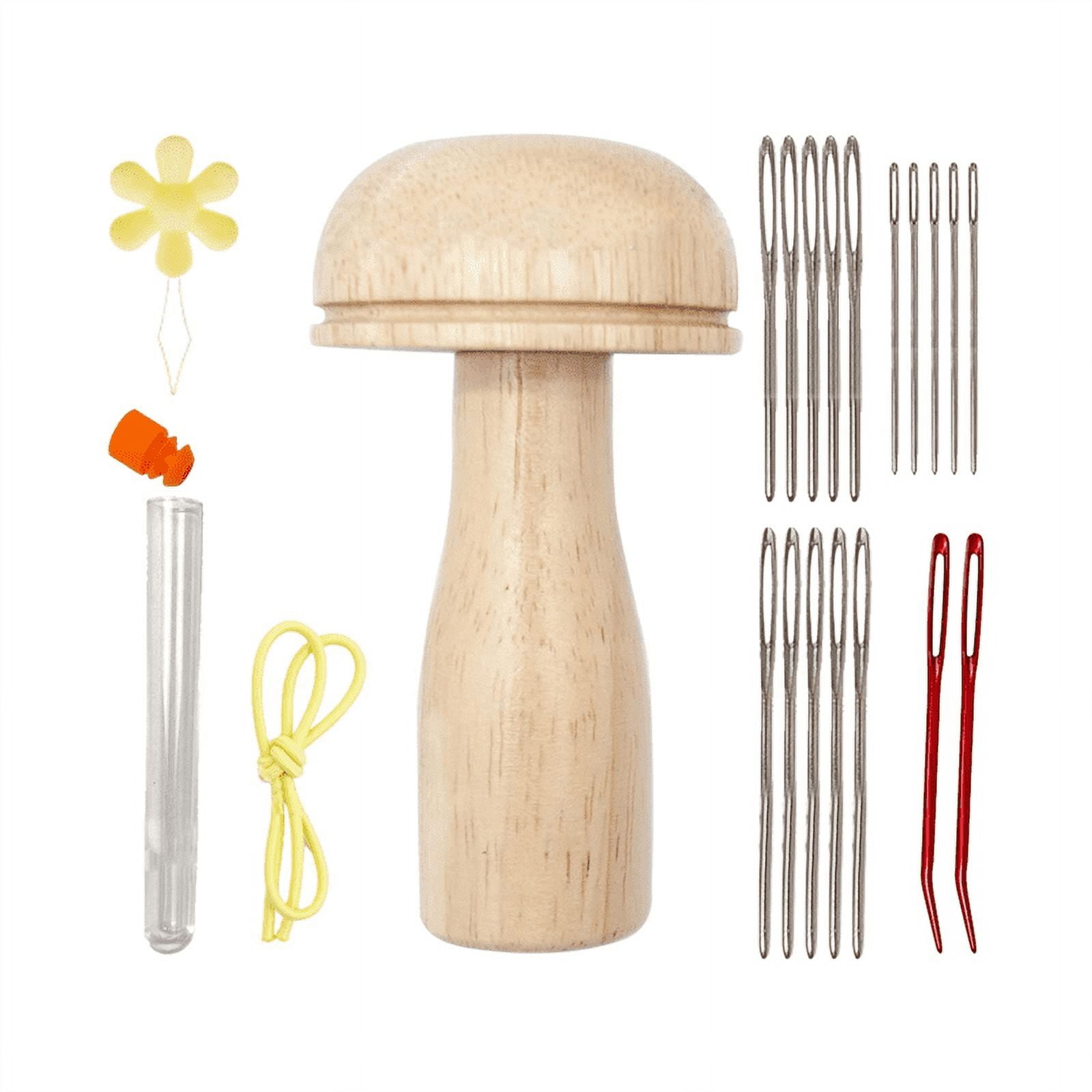 Cute Darning Set with Mushroom Shape Wooden Darner Sewing Tool Kit for ...