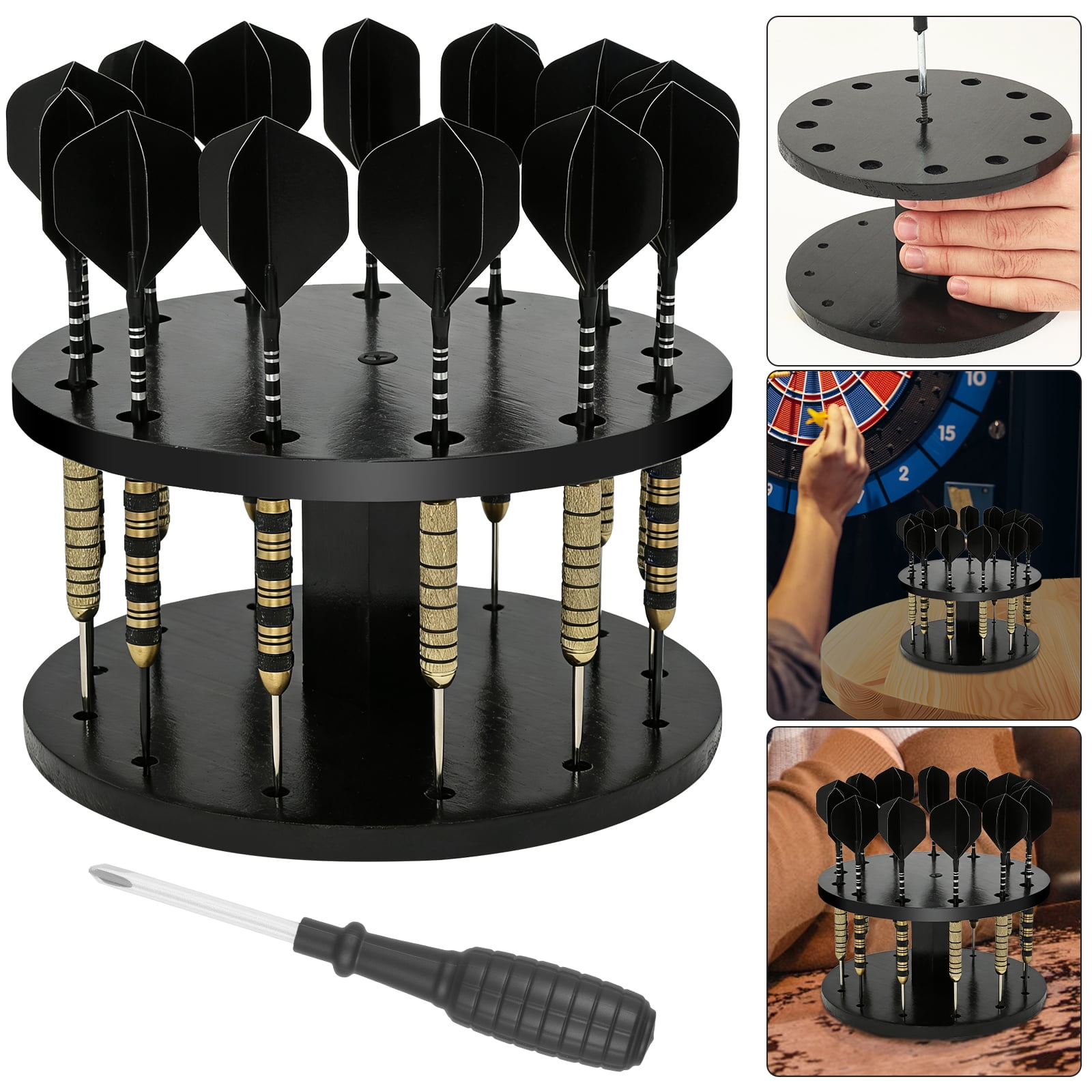 Wooden Dart Holder Stand for Desk or Shelf – Holds 12 Fully Assembled ...
