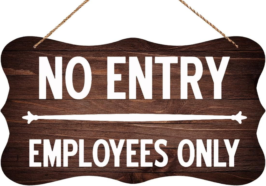 Wooden Decor No Entry Sign Employees Only Wood Sign Room Wall Decor ...