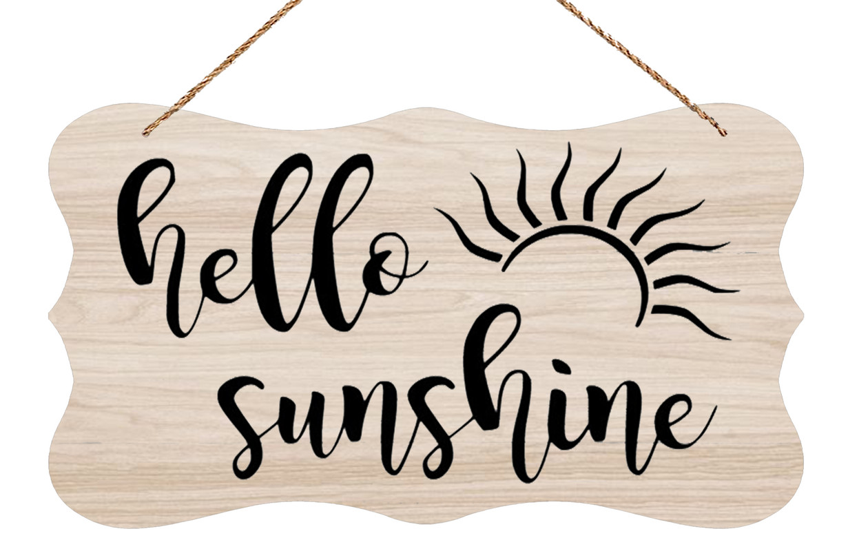 Wooden Decor Hello Sunshine Welcome Greeting Door Wooden Sign For Room ...