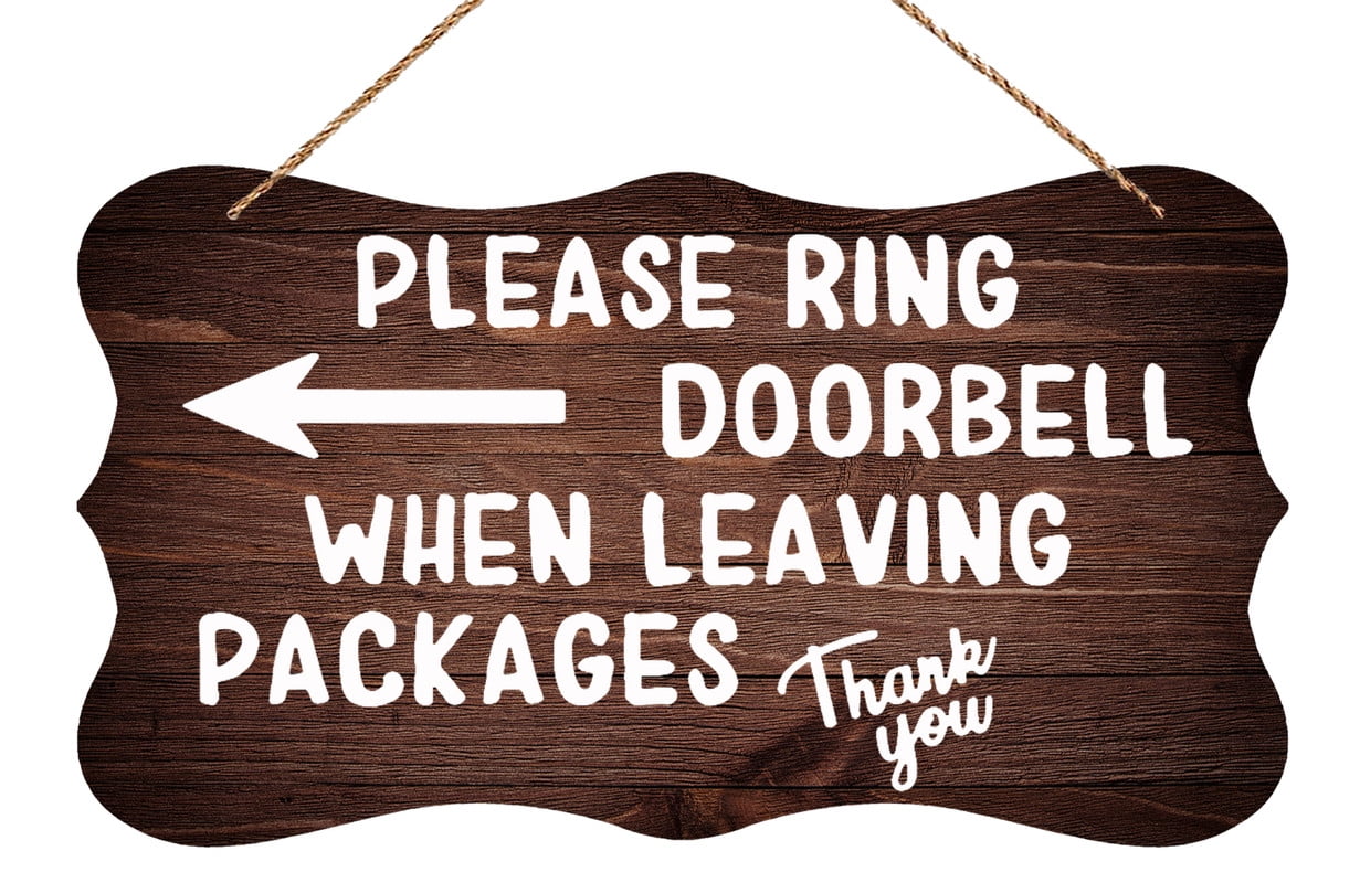 Wooden Decor Ring Doorbell When Leaving Packages Sign For Deliveries ...