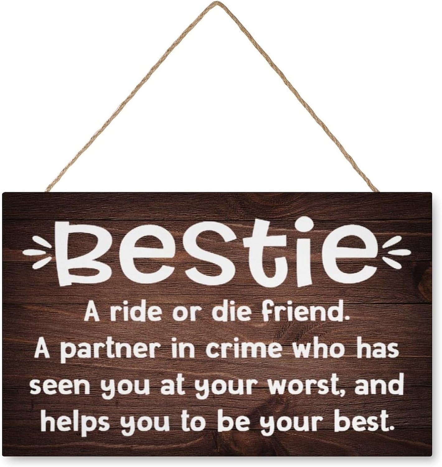 Wooden Decor Signs Bestie Quote Definition Funny Hanging Wood Wall ...