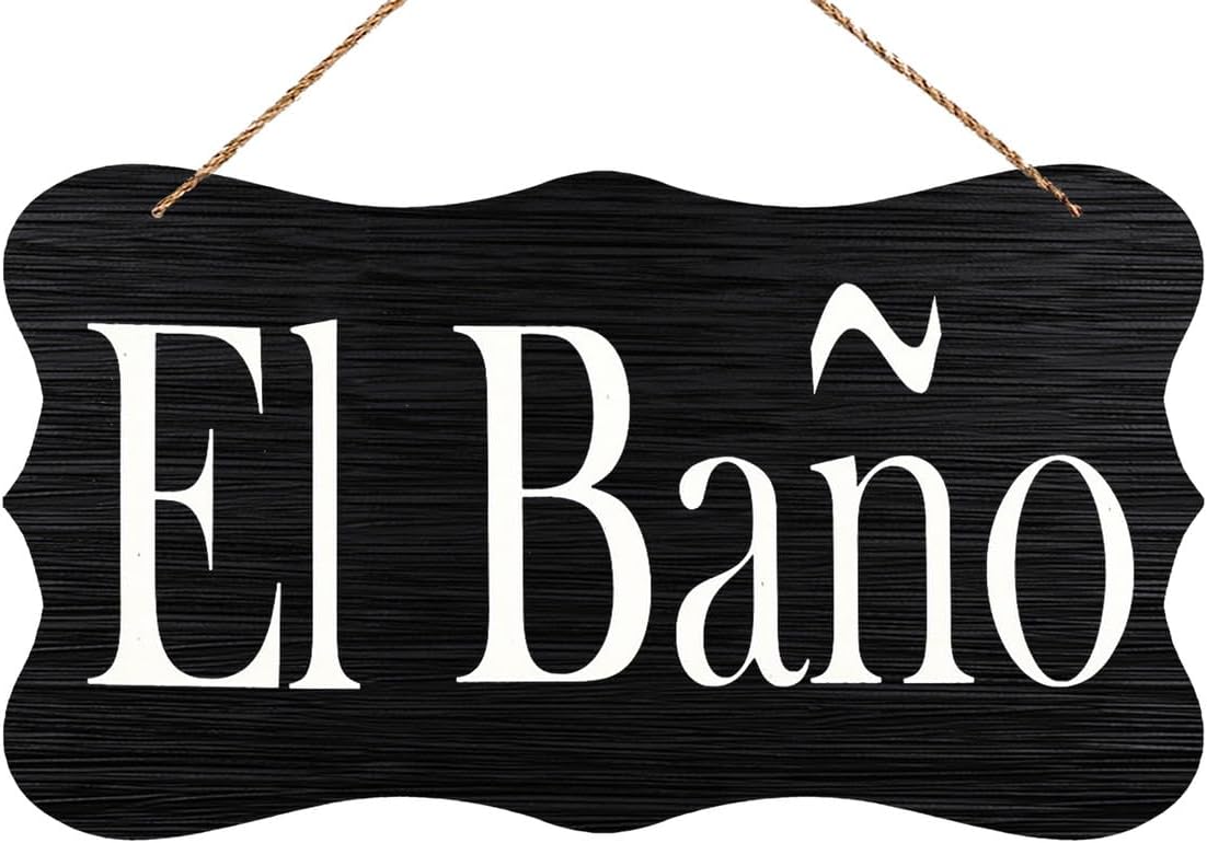 Wooden Decor Signs El Bano Wood Spanish Restroom Bathroom Sign Wall ...