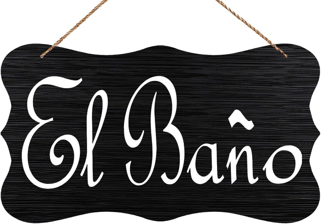 Wooden Decor Signs El Bano Wood Spanish Restroom Bathroom Sign Wooden ...