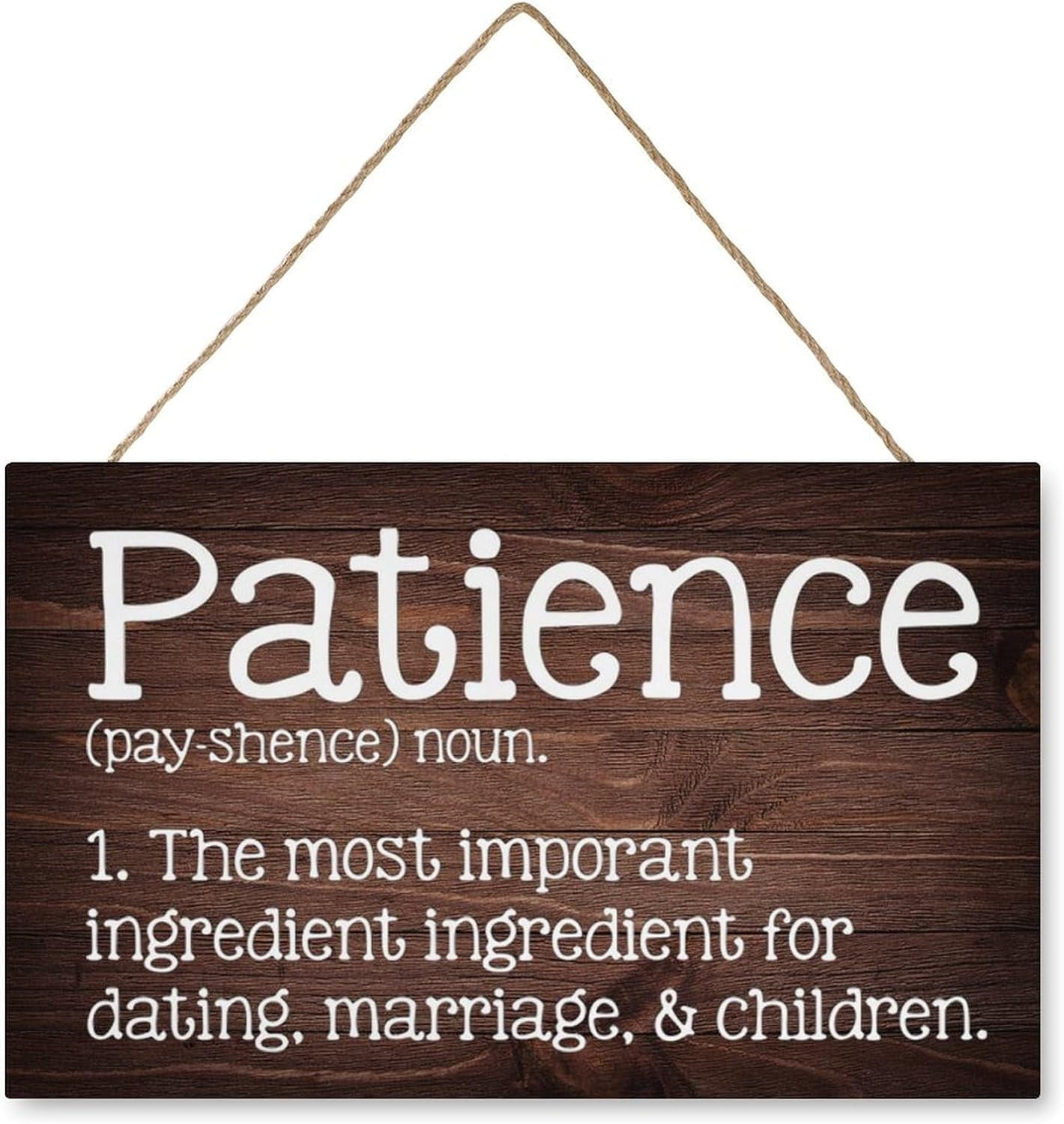 Wooden Decor Signs Patience Quote Definition Funny Hanging Wood Wall ...