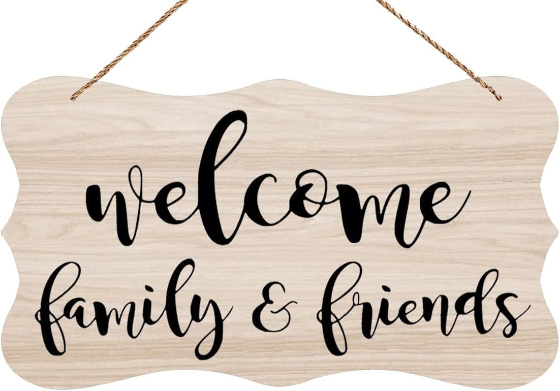 Wooden Decor Signs Welcome Family And Friends Welcome Greeting Wooden ...