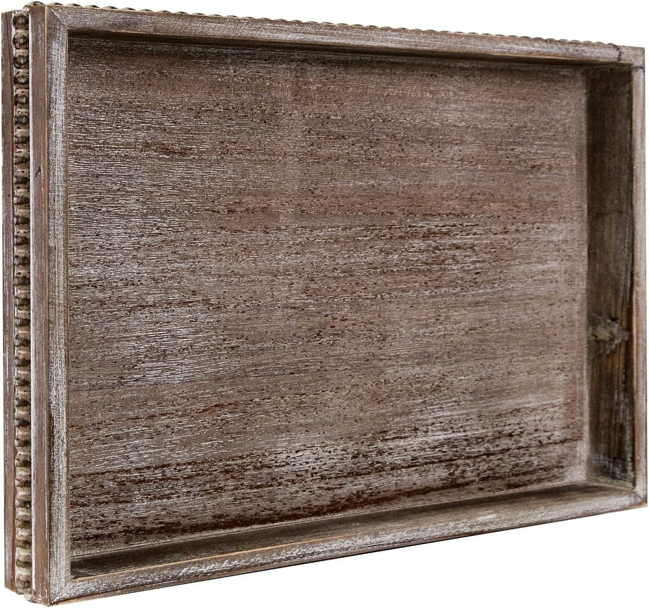 Wooden Decorative Tray, Rectangular Serving Tray with Wood Bead, Farmhouse Big Tray for Ottoman ...