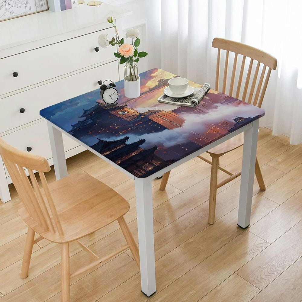 Wooden Deer Rustic Antler Square Table Cove, Elastic Edge, Water and ...
