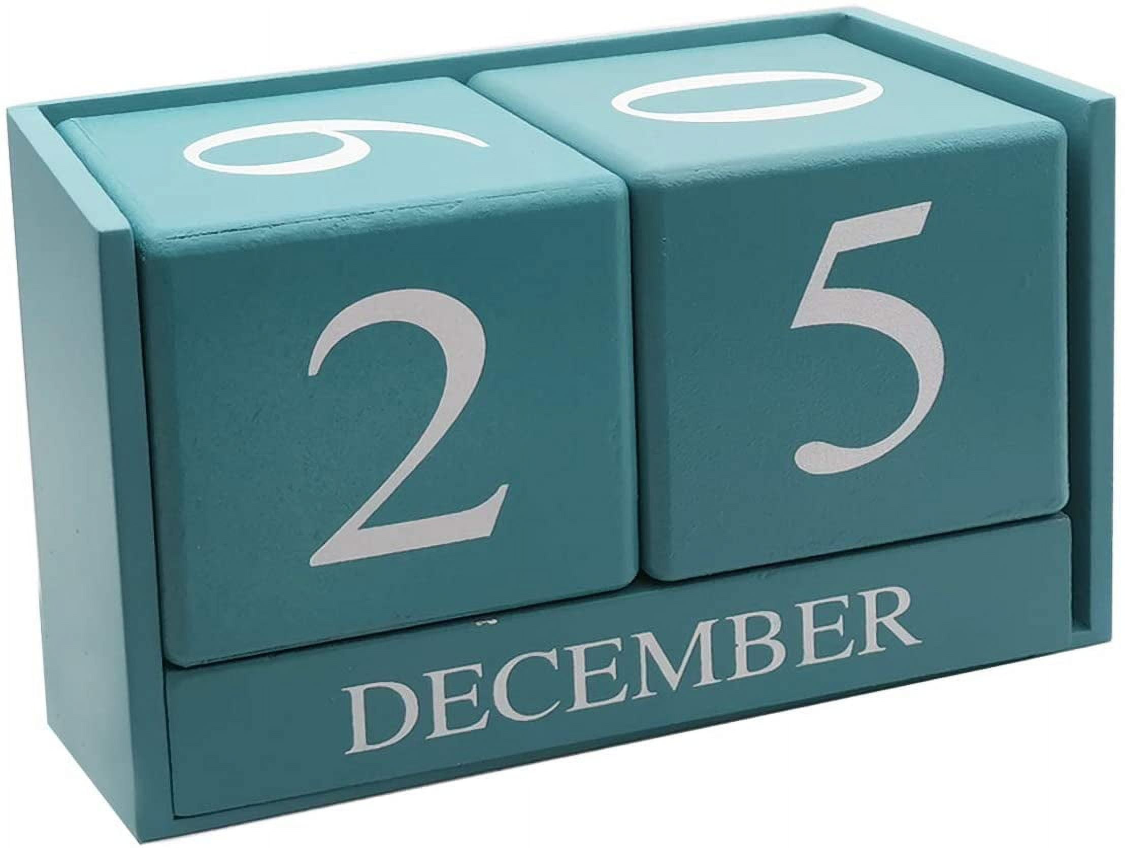 Wooden Desk Blocks Calendar - Perpetual Block Month Date Display Home ...