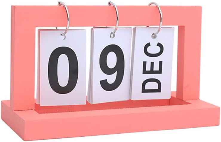 Wooden Desk Calendar Standing Flip, Vintage Perpetual Flip Calendar ...