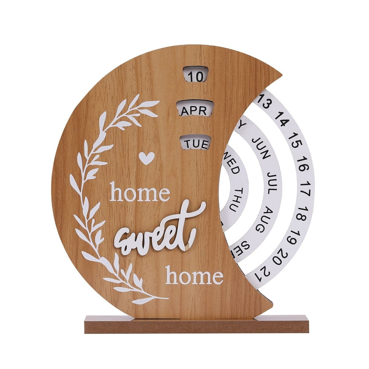 Wooden Desk Decoration Moon Rotatable Calendar for Perpetual Home ...