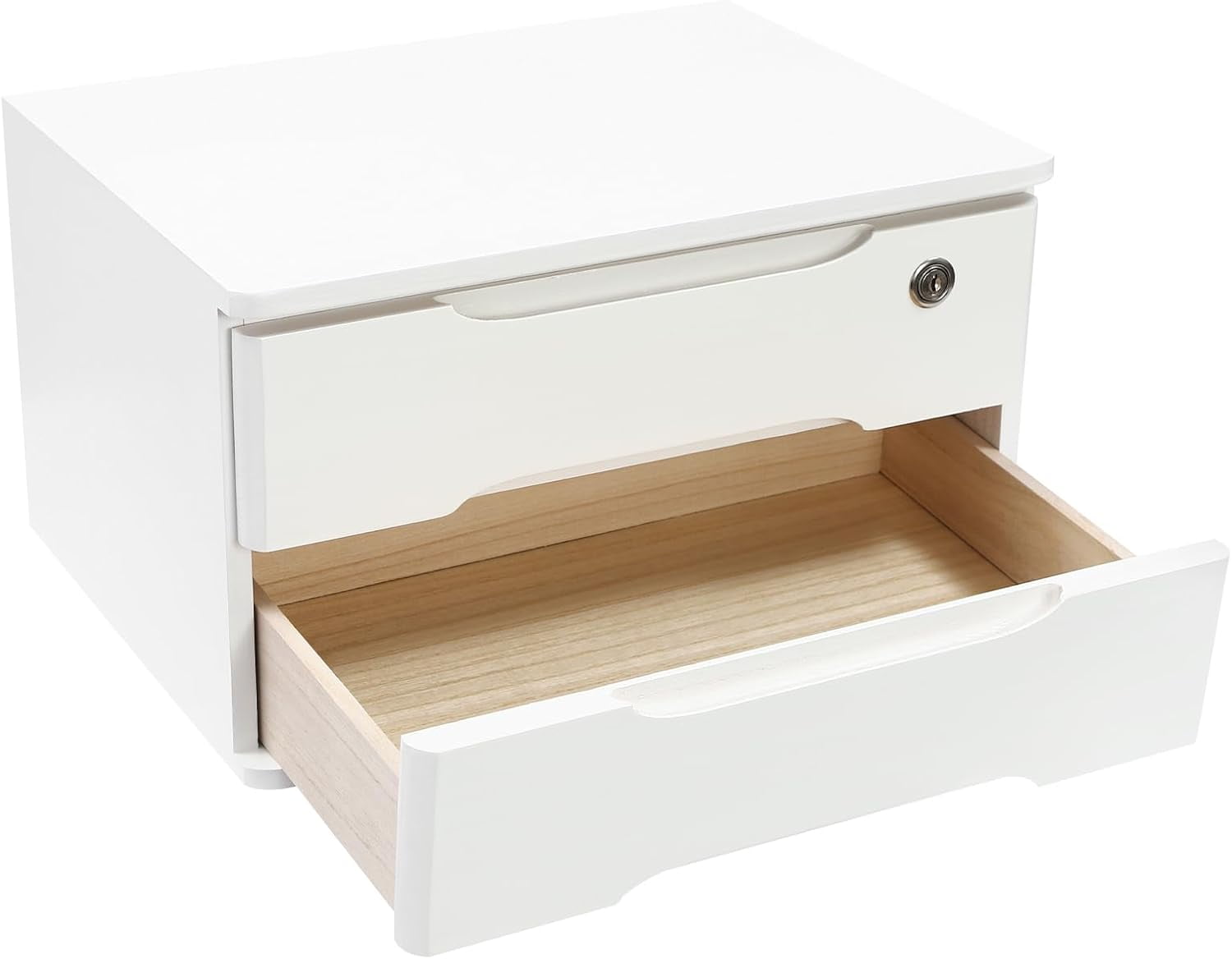 Wooden Desk Organizer with Drawers and Lock, Desktop Storage Cabinet ...