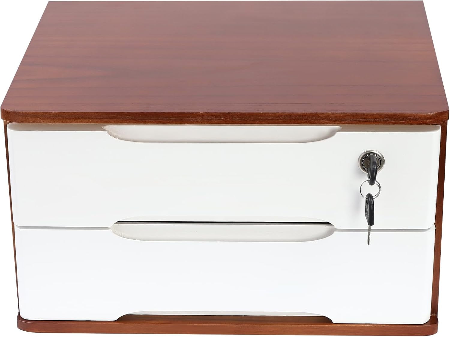 Wooden Desk Organizer with Drawers and Lock, Desktop Storage Cabinet ...