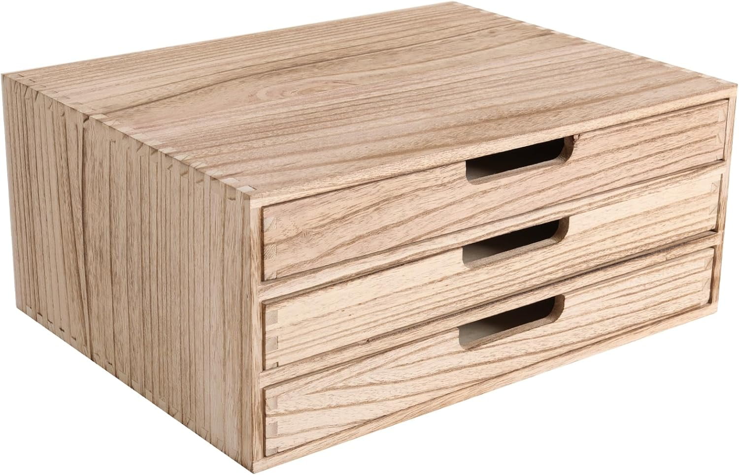 Wooden Desk Organizer with Drawers Rustic 3 Tier Desktop Storage Box ...