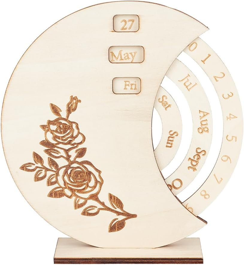 Wooden Desk Perpetual Calendar 7x7.5 Inch Vintage Perpetual Calendar ...