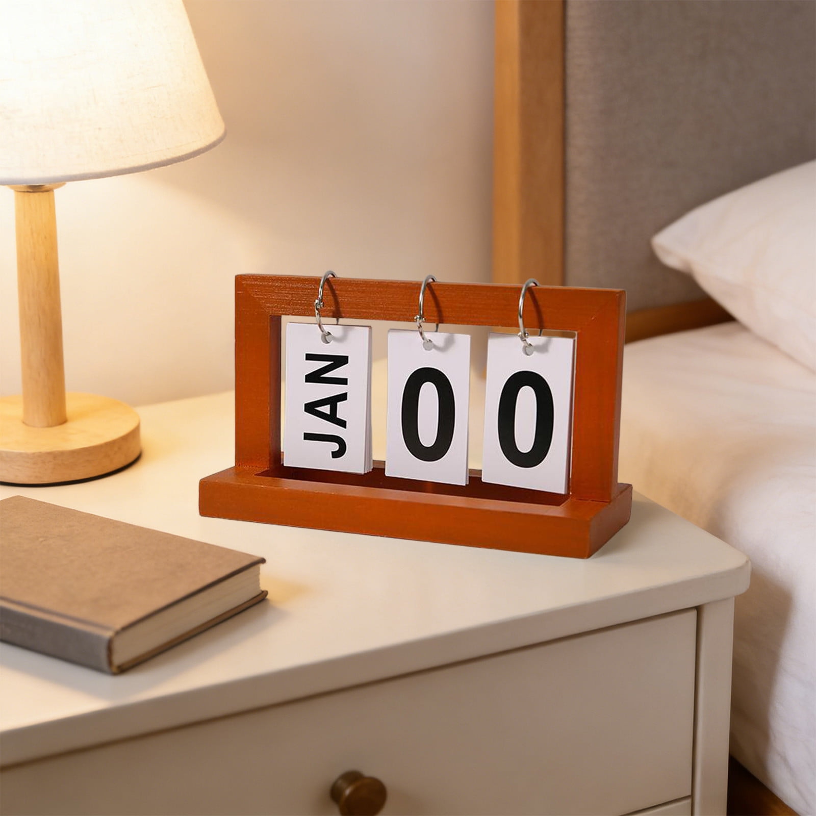 Wooden Desktop Calendar 2026,Daily Perpetual Standing Flip Calendar ...