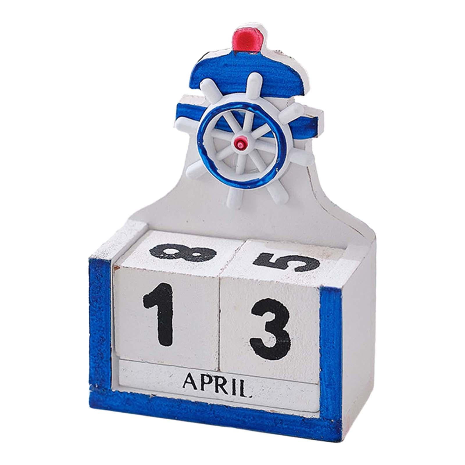 Wooden Desktop Calendar Perpetual Flip Calendar Home Decor Wooden ...