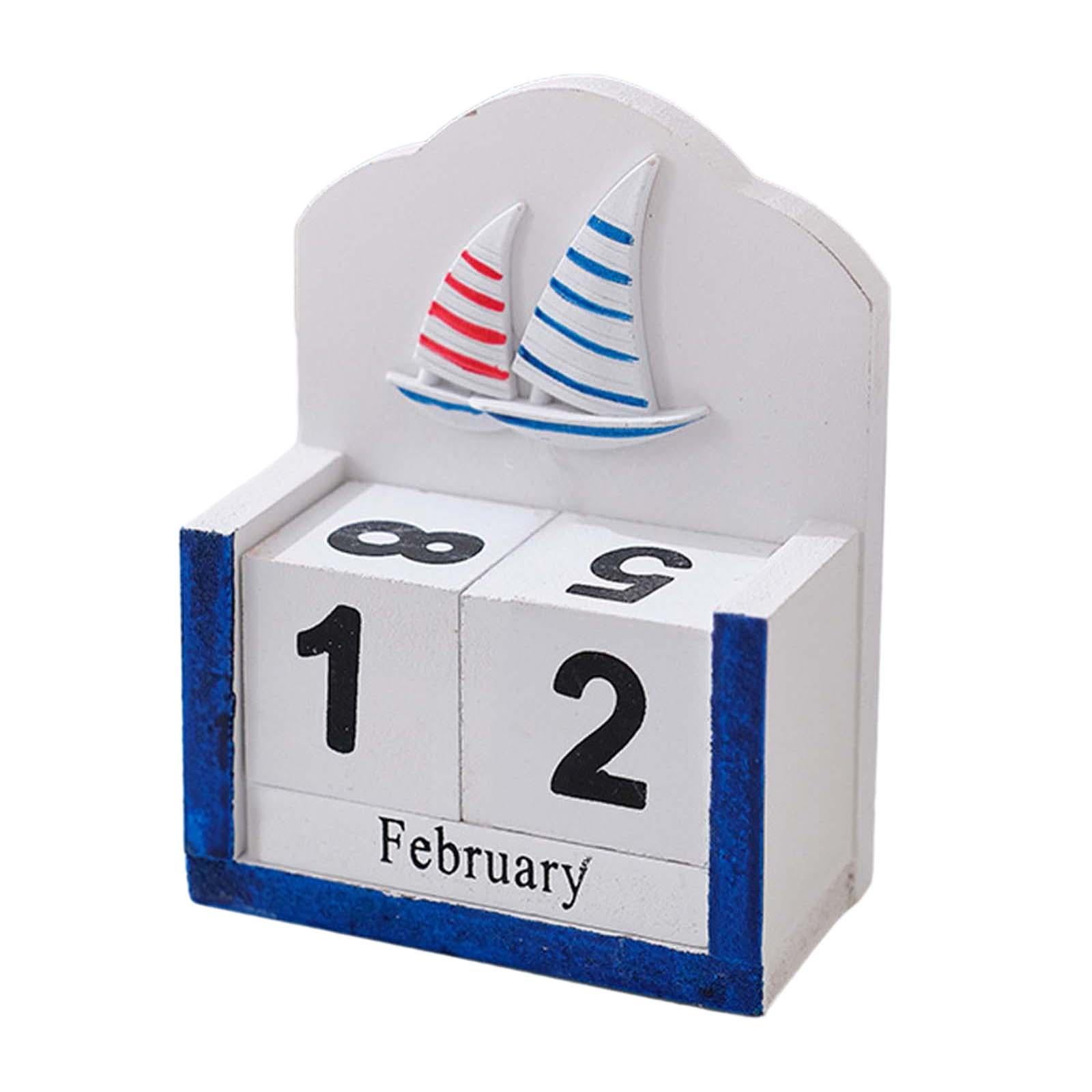 Wooden Desktop Calendar Perpetual Flip Calendar Home Decor Wooden ...