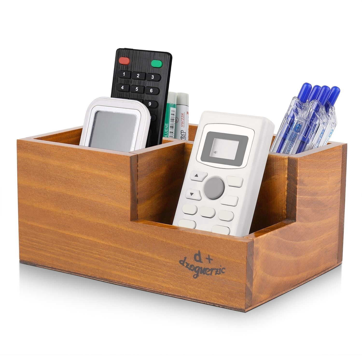 Wooden Desktop Organizer Remote Control Holder - Walmart.com