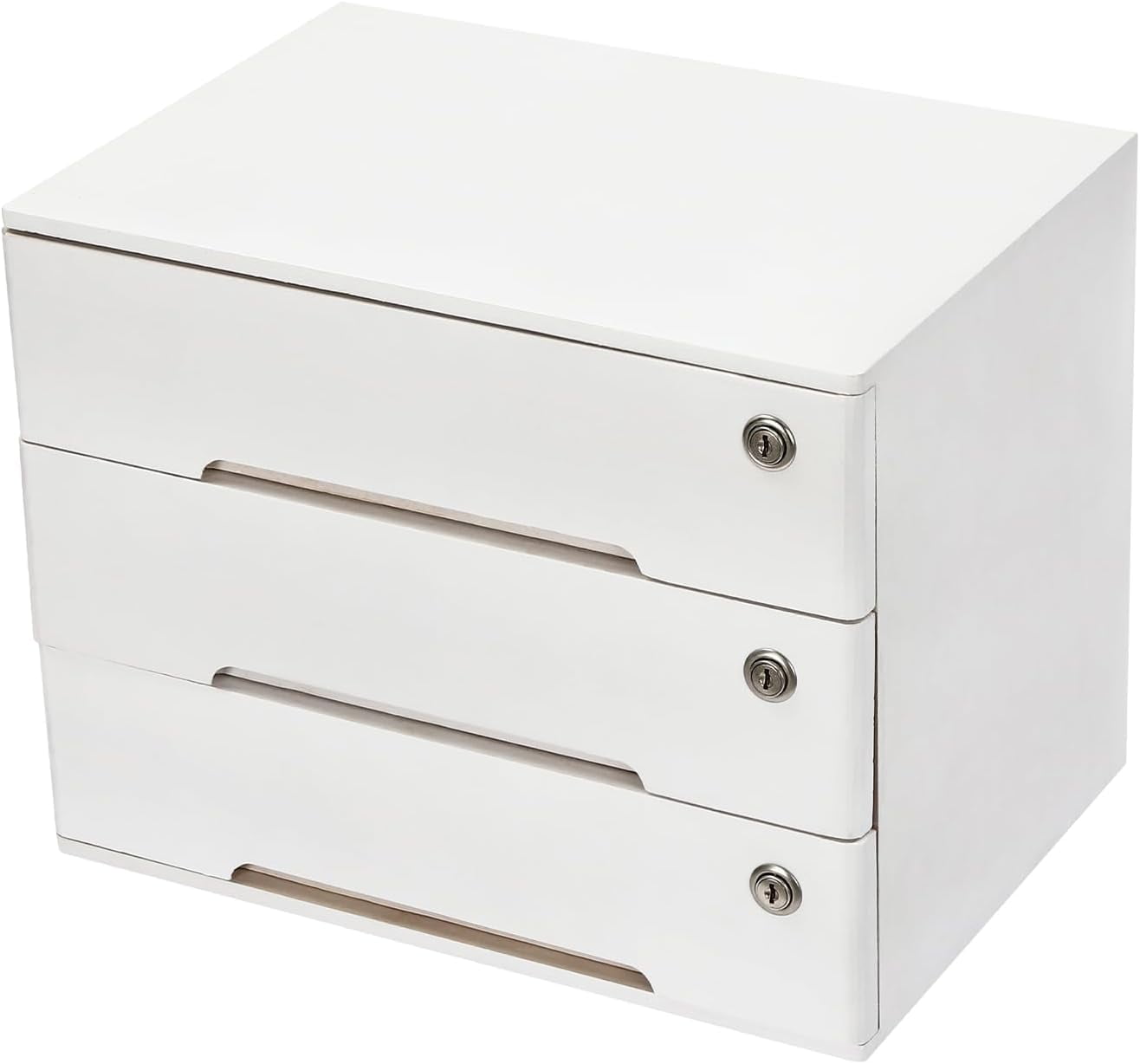 Wooden Desktop Storage Cabinet with 3 Lockable Drawers, Office Desk ...