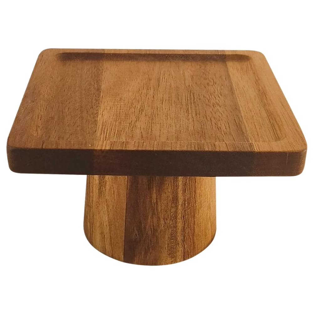 Raindrops Wooden Cake Serving Platter with Elevated Pedestal Design for ...