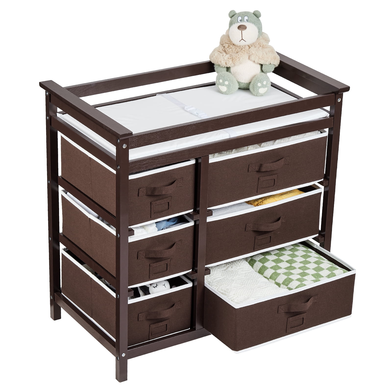 Wooden Diaper Changing Table, Modern Baby Changing Station Dresser with ...