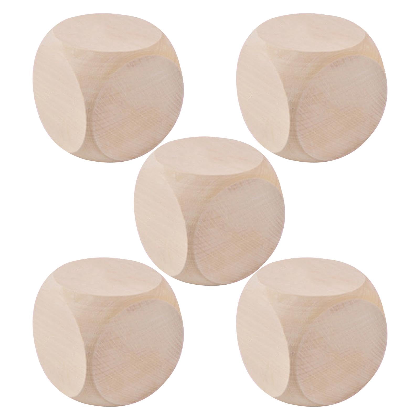 Wooden Dice Blank - Six Sided Wooden Blank Dice, Wood Blocks 5pcs ...