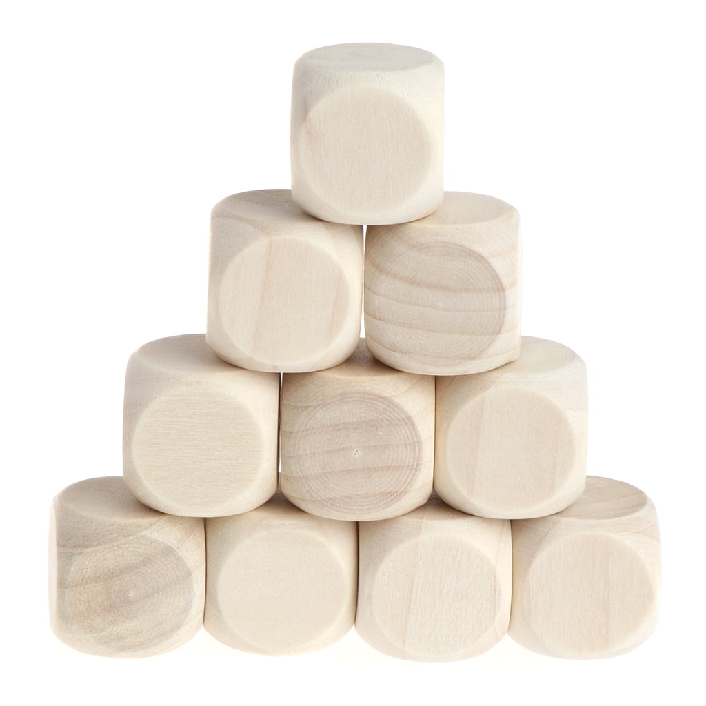 Wooden Dice,Blank Square Blocks Rounded Corners (10/12/14/16/18mm, 10 ...