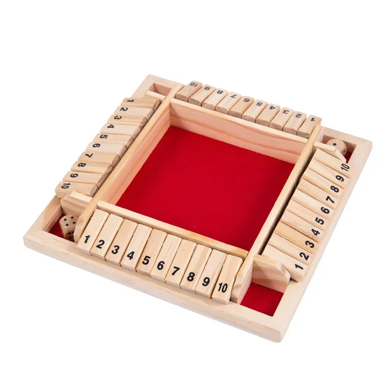 Shut The Box Wooden Traditional Dice Board Game For 4 Player Flaps ...