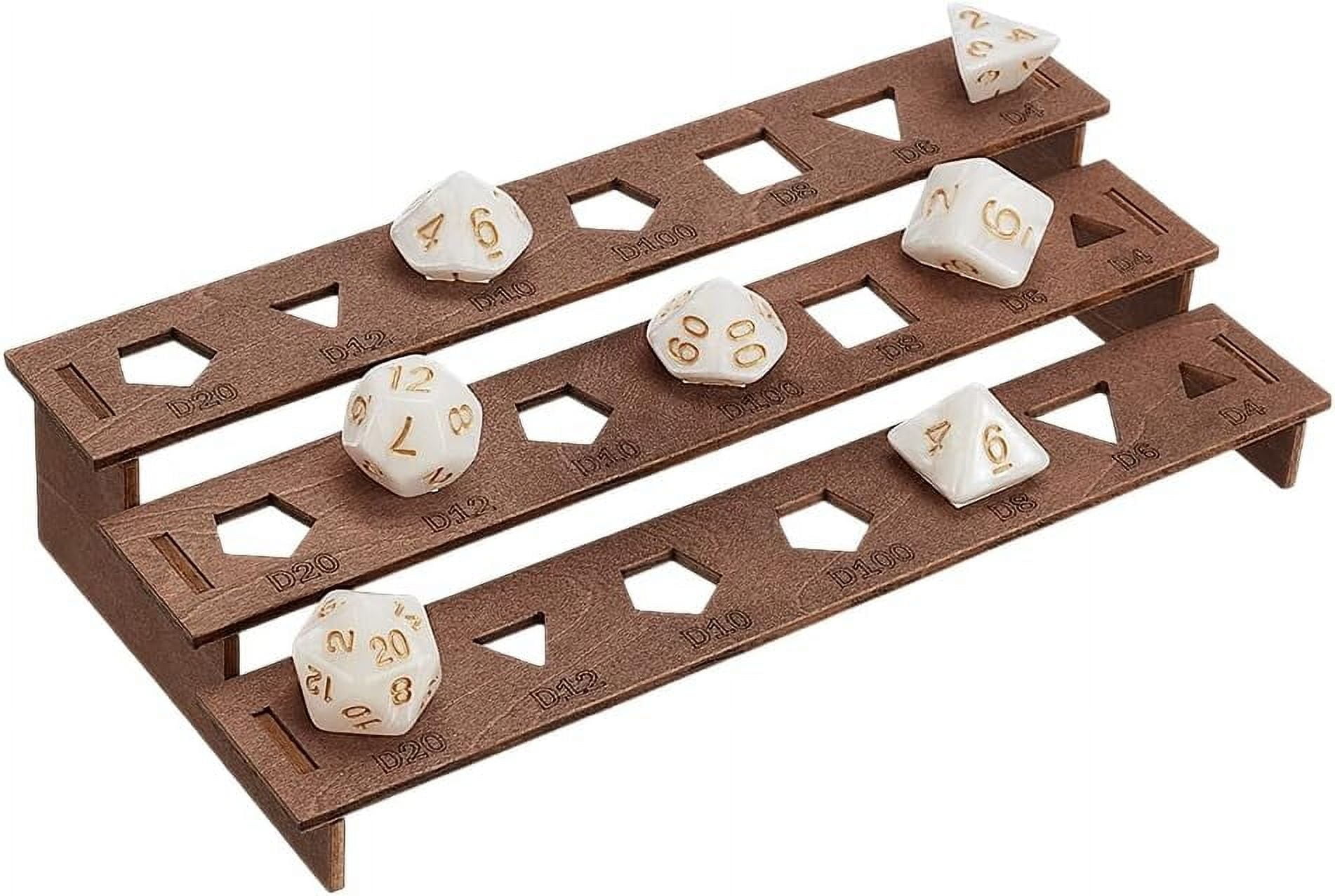 Wooden Dice Holder 3 tier Dice Display Rack Coconut Brown Dice Storage ...
