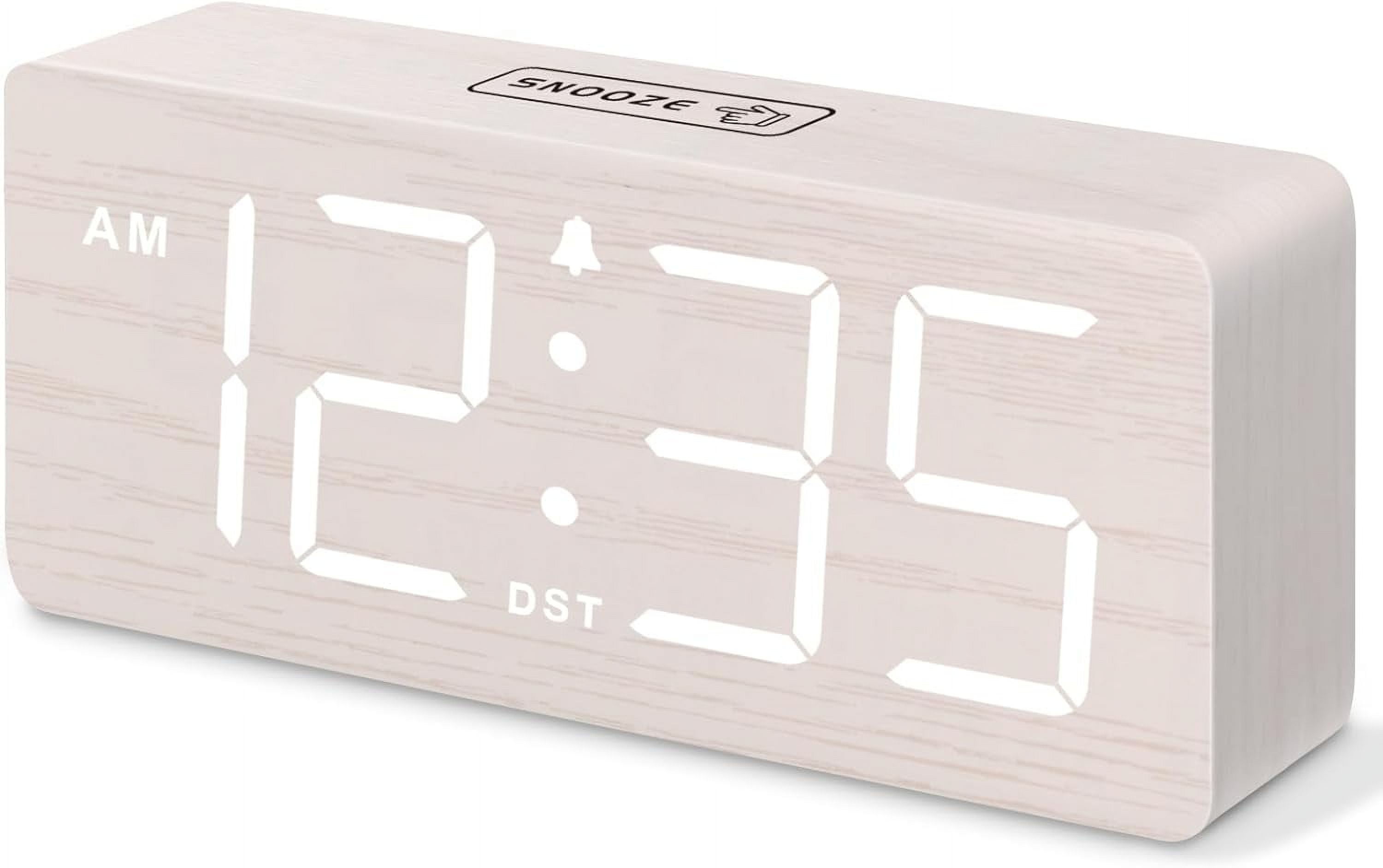 Wooden Digital Alarm Clock for Bedroom - Desk Living Room with Large ...