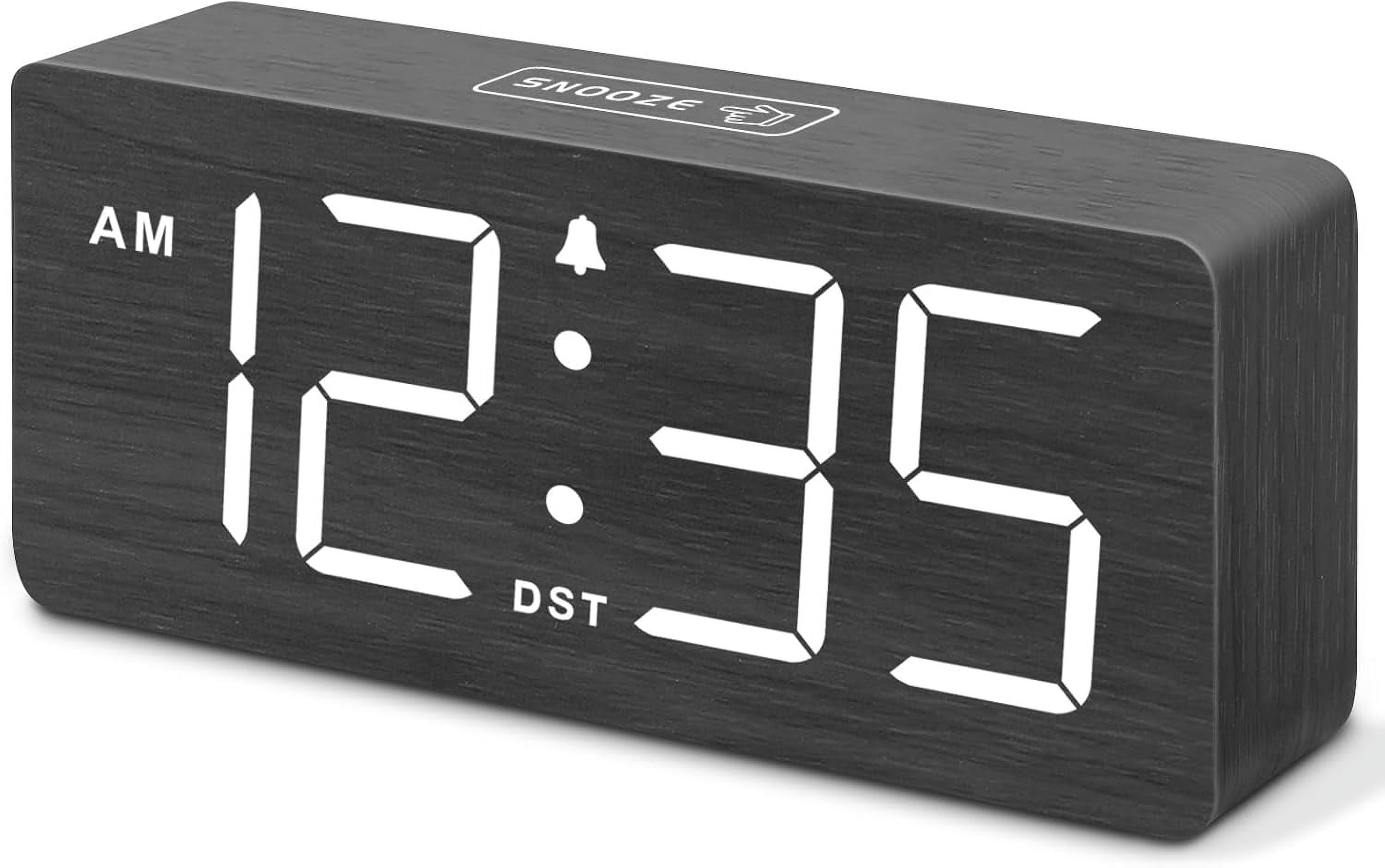 Wooden Digital Alarm Clock for Bedroom - Loud Alarm Clock for Heavy ...