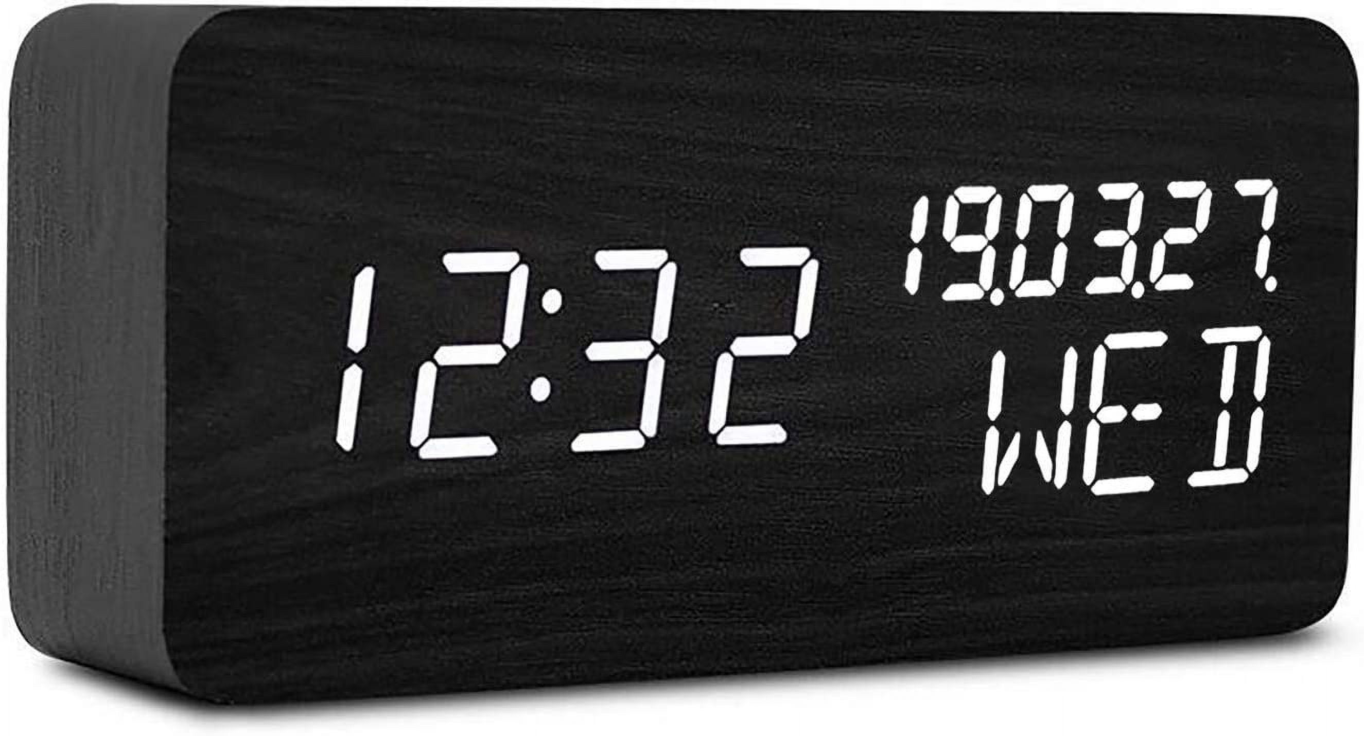 Wooden Digital Alarm Clock Decorative Modern LED Desk Clock Display ...
