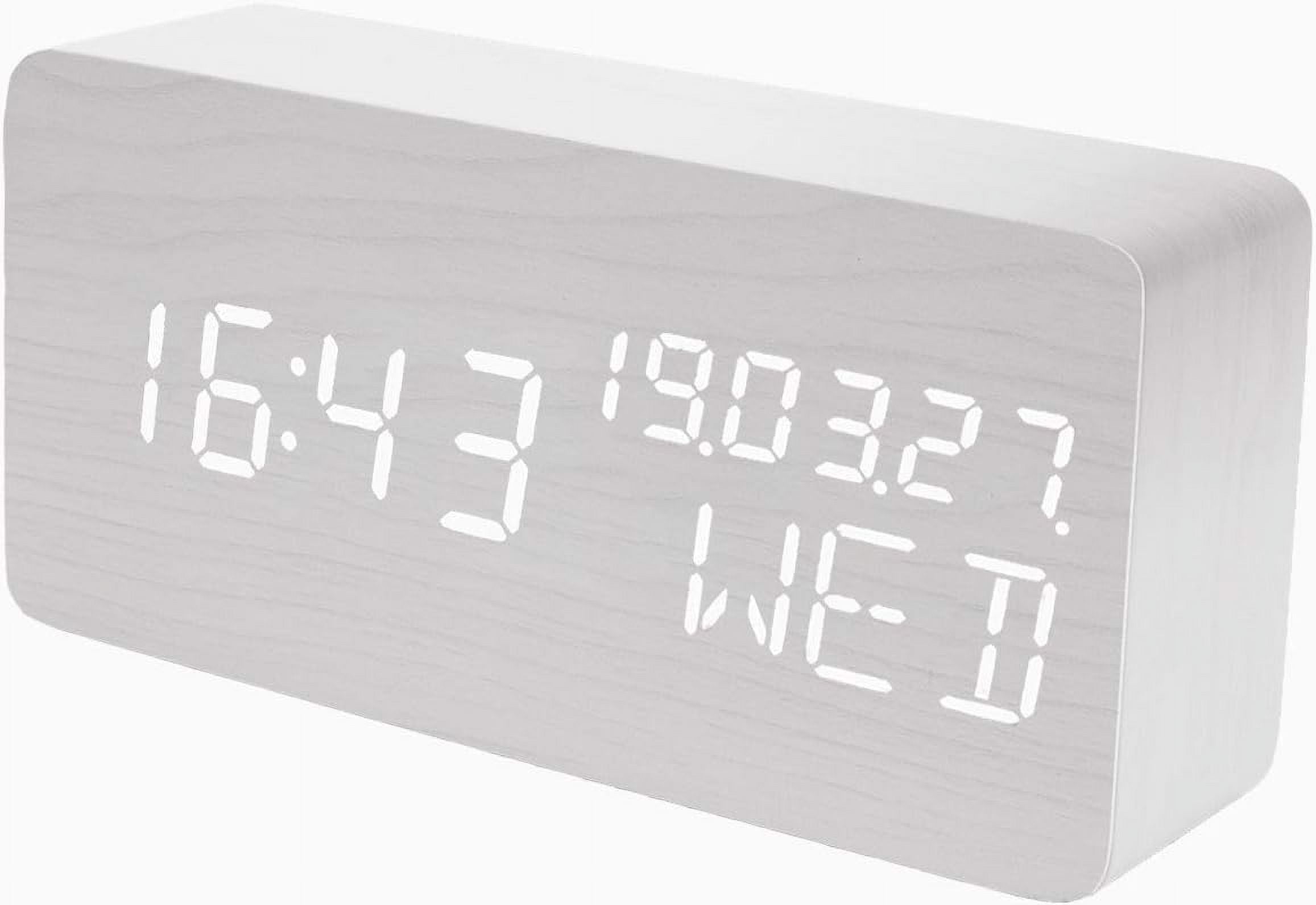 Wooden Digital Alarm Clock Decorative Modern LED Desk Clock Display ...