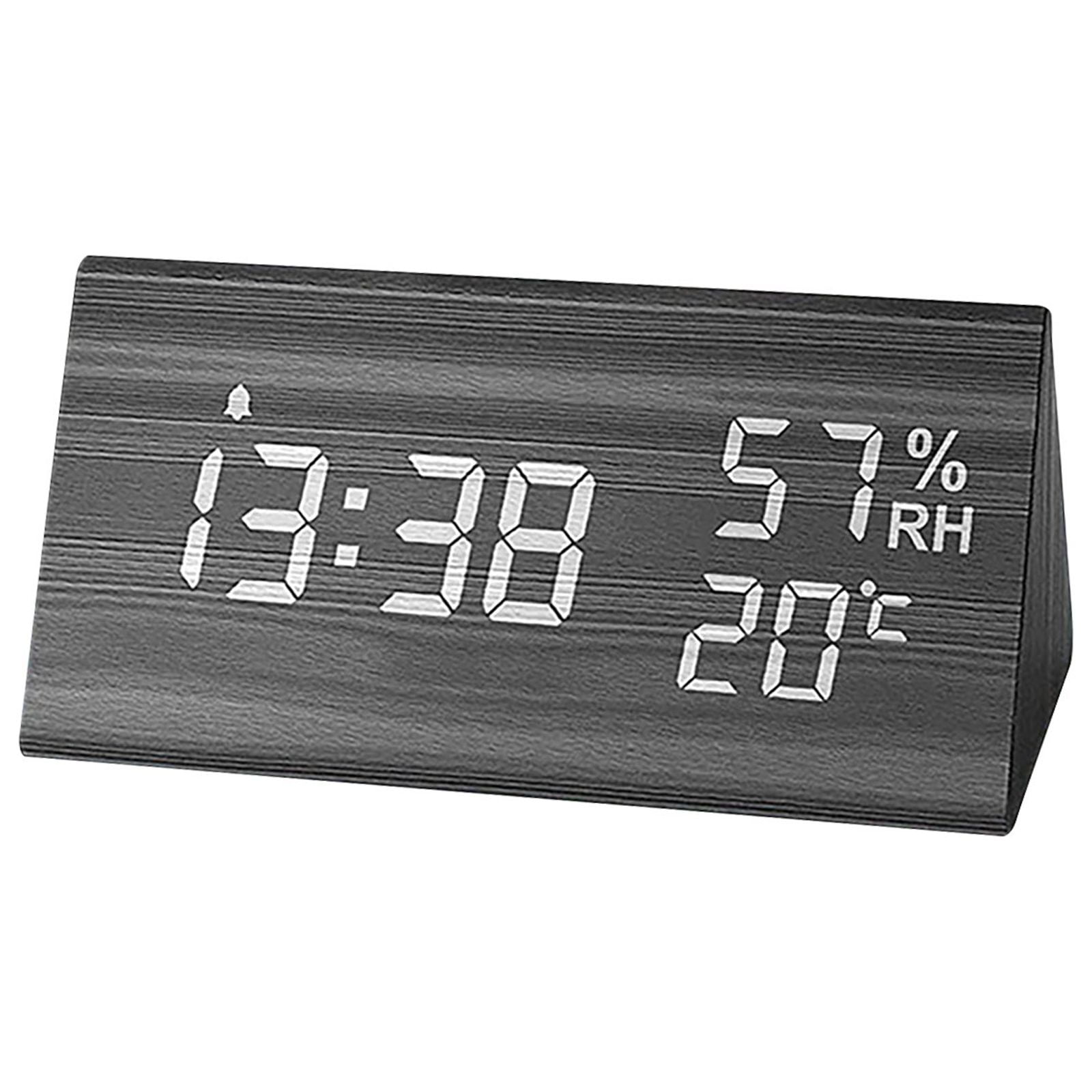 Wooden Digital Alarm Clock,Wood LED Smart Small Alarm Clock Modern ...