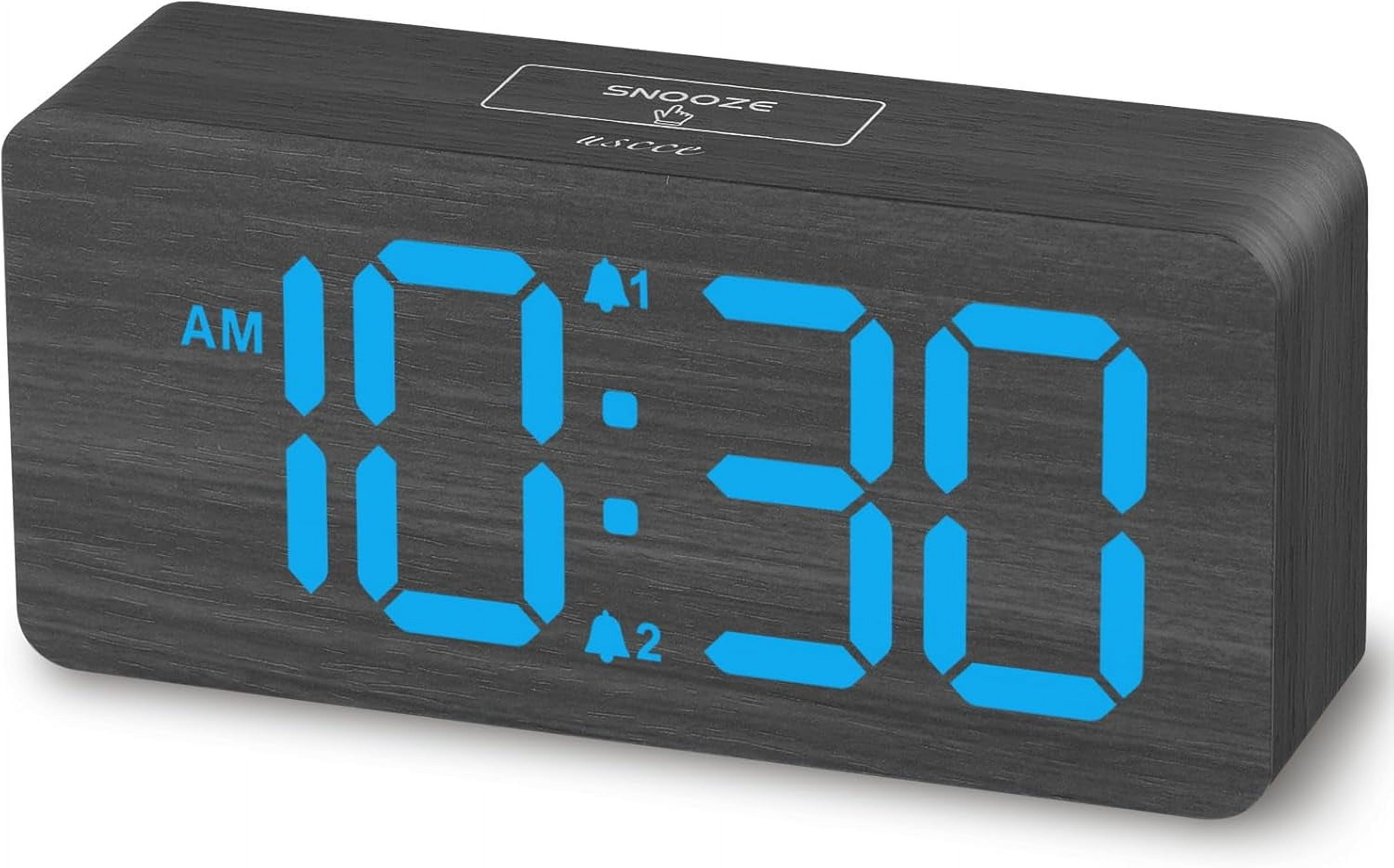 Wooden Digital Alarm Clocks for Bedrooms: Dimmable Dual Alarm Clock ...