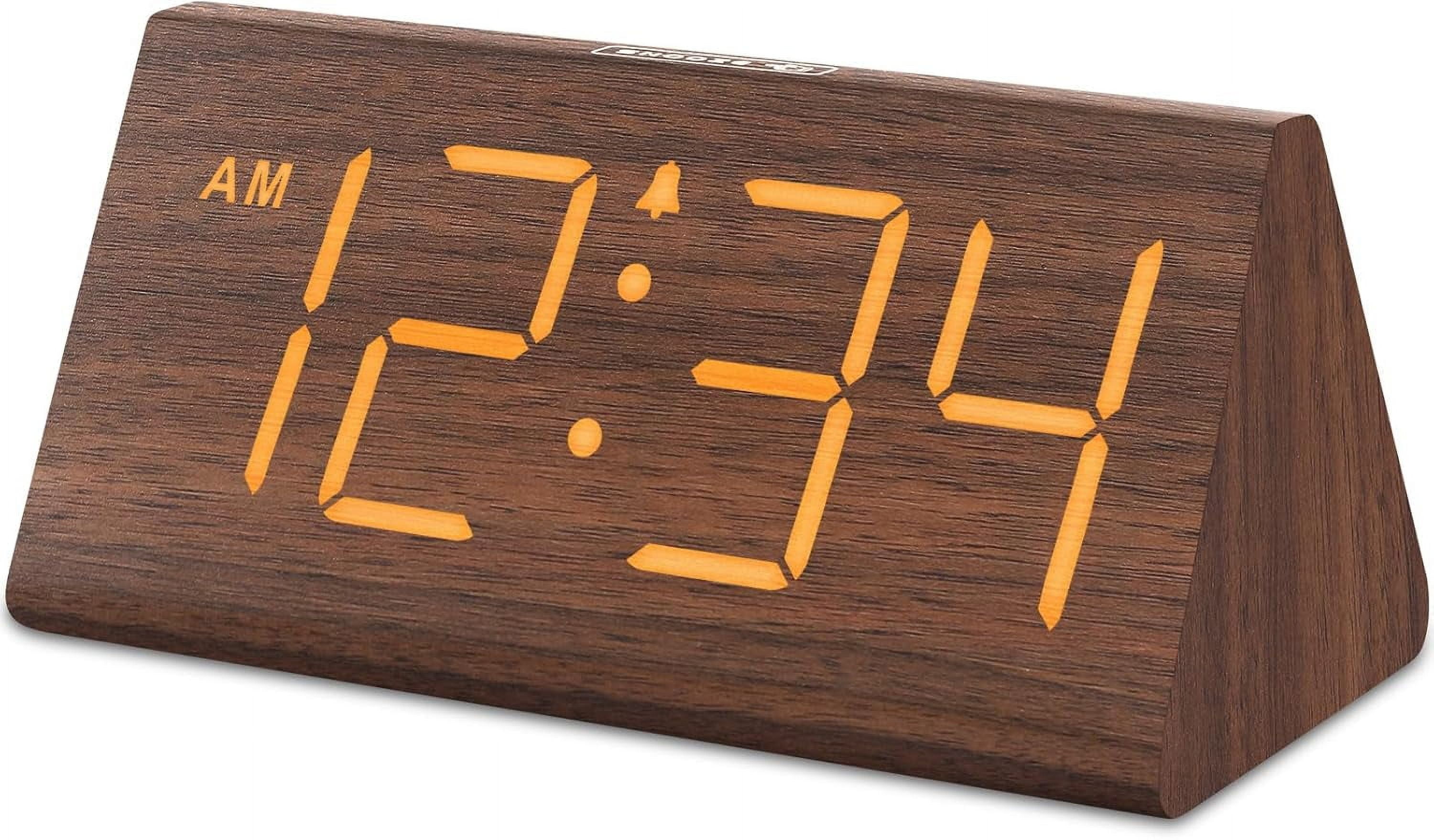 Wooden Digital Alarm Clocks for Bedrooms - Electric Desk Clock with ...