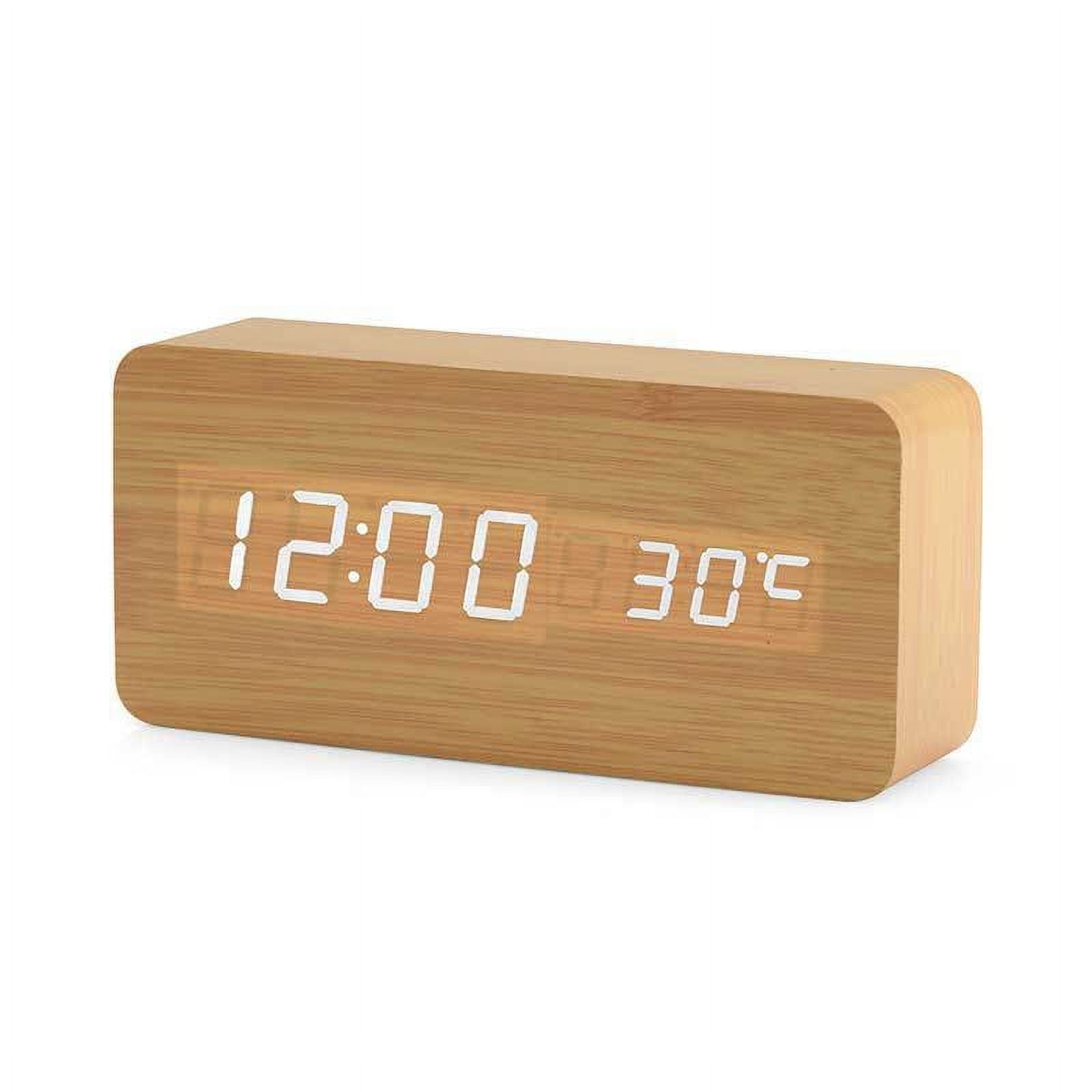 Wooden Digital Clock - Multi-Function LED Alarm Clock with Time/Date ...