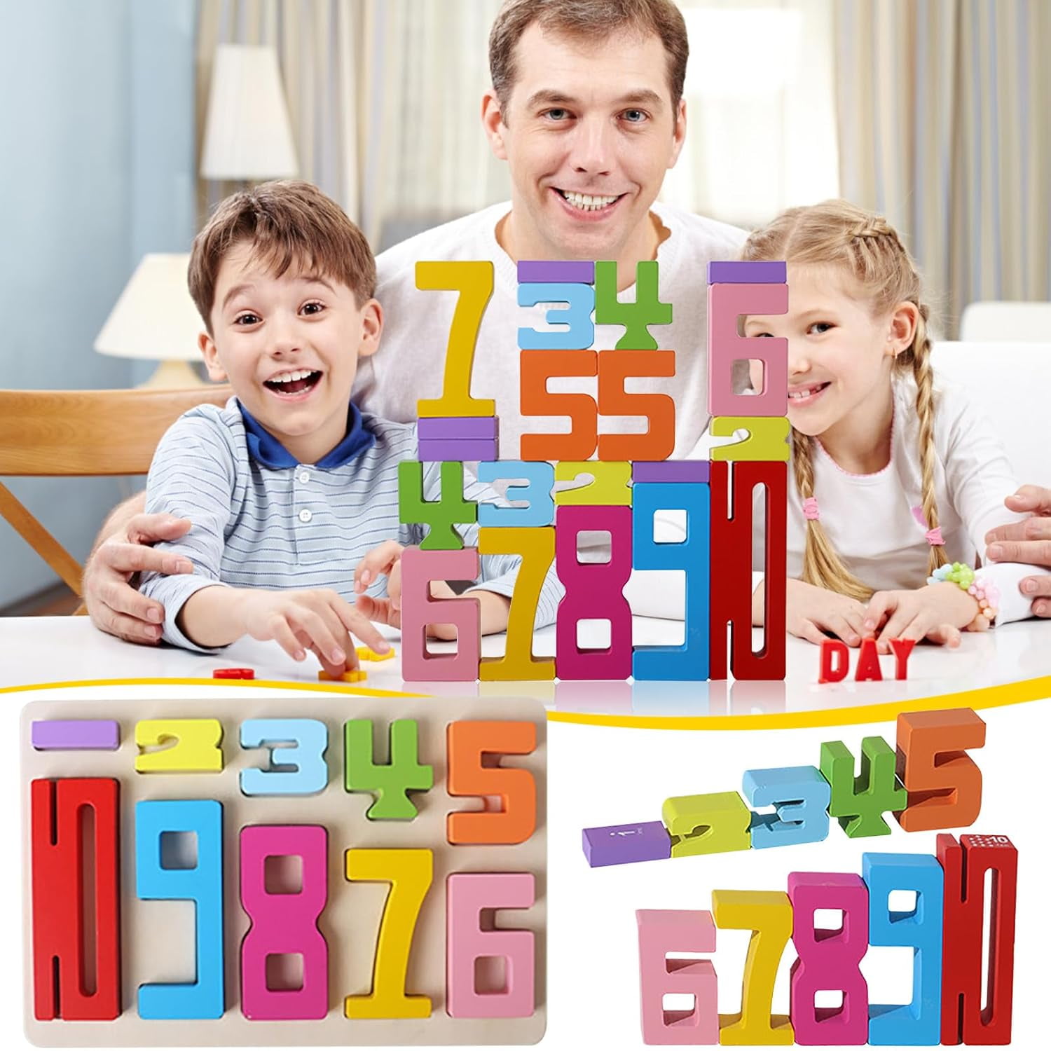 Wooden Digital Stacking Building Blocks or 3+ Years Old Kids , 1-10 ...